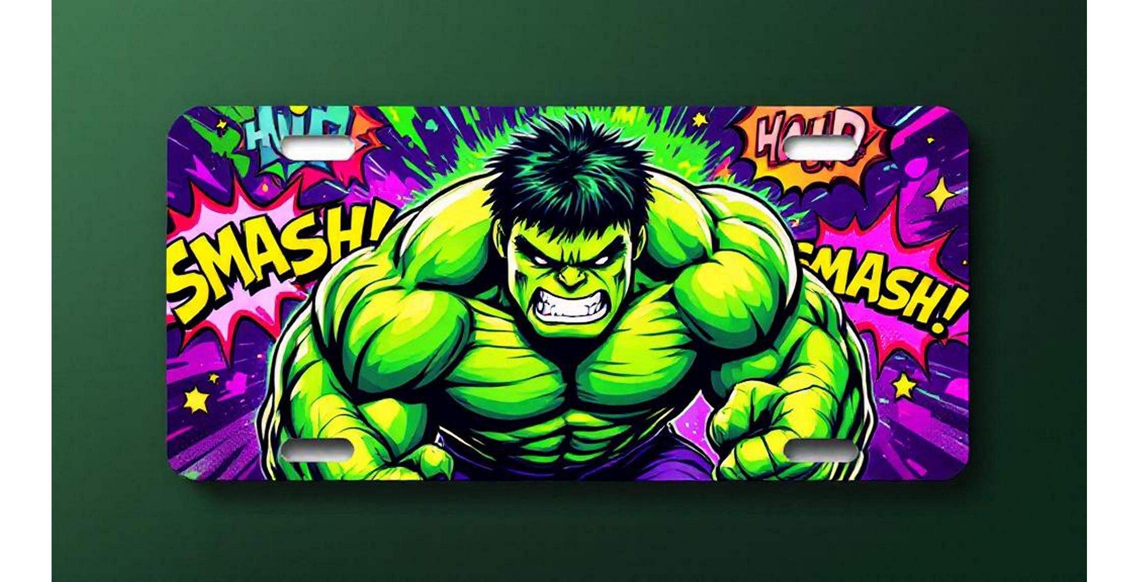 HULK SMASH License Plate Frame - Comic Style | Marvel Car Accessory