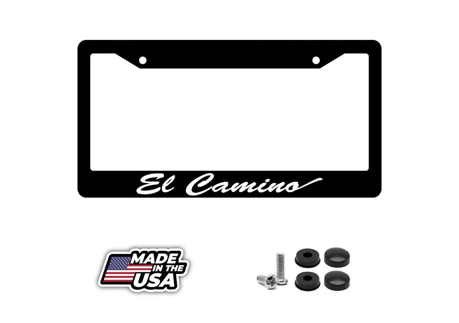 Black Plastic License Frame CURSIVE "EL CAMINO" – License Plate Frame
