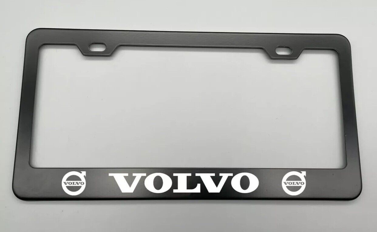 Laser Engraved Volvo Black License Plate Frame Stainless Steel fit