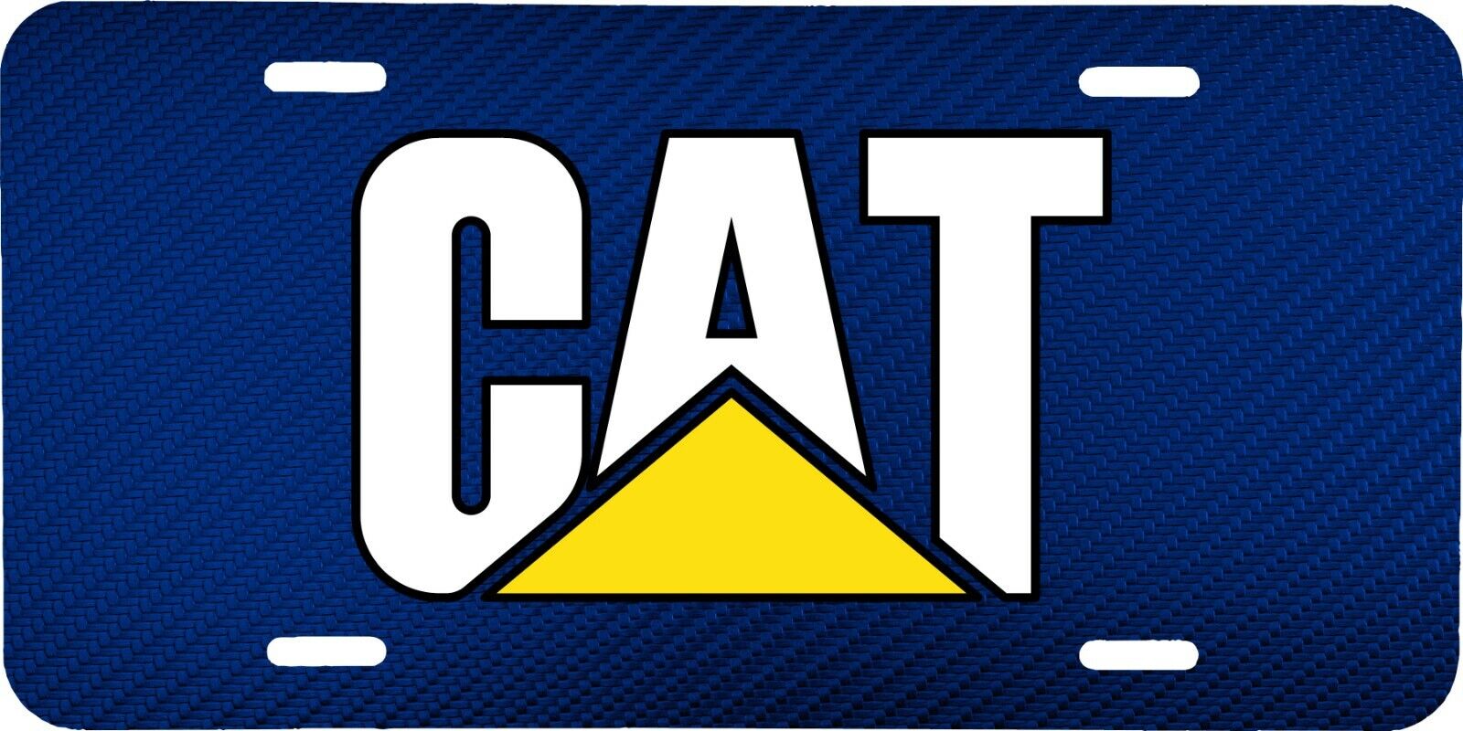 CAT CATERPILLAR BLUE CARBON FIBER LOOK VEHICLE LICENSE PLATE TRUCK TRA ...