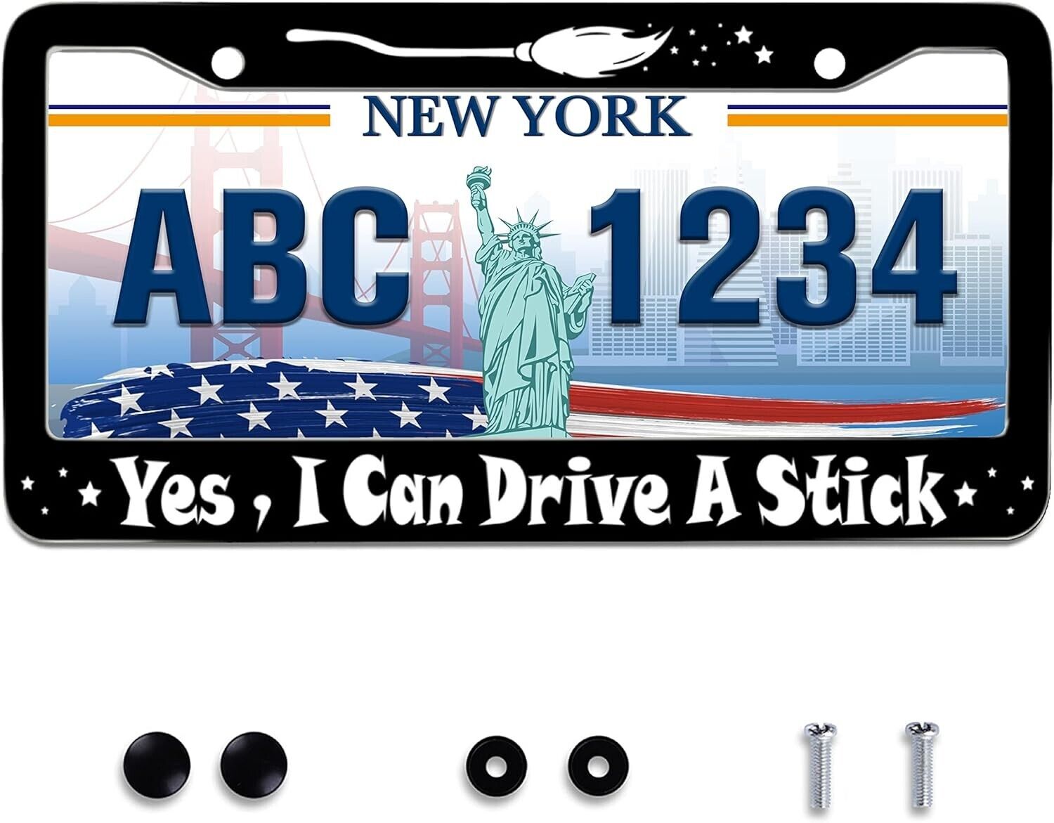 YES, I CAN DRIVE A STICK BROOM WITCH WICCA PAGAN LICENSE PLATE FRAME ...