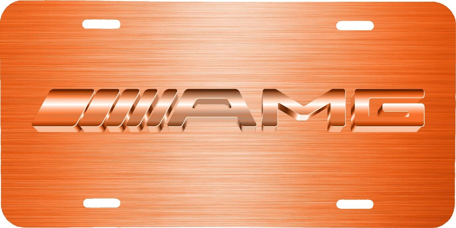 MERCEDES AMG LOGO ORANGE BRUSHED STEEL LOOK VEHICLE LICENSE PLATE CAR ...
