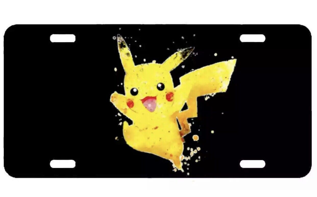 Pikachu, License Plate New Car Tag Metal Aluminum, USA, Black – License ...