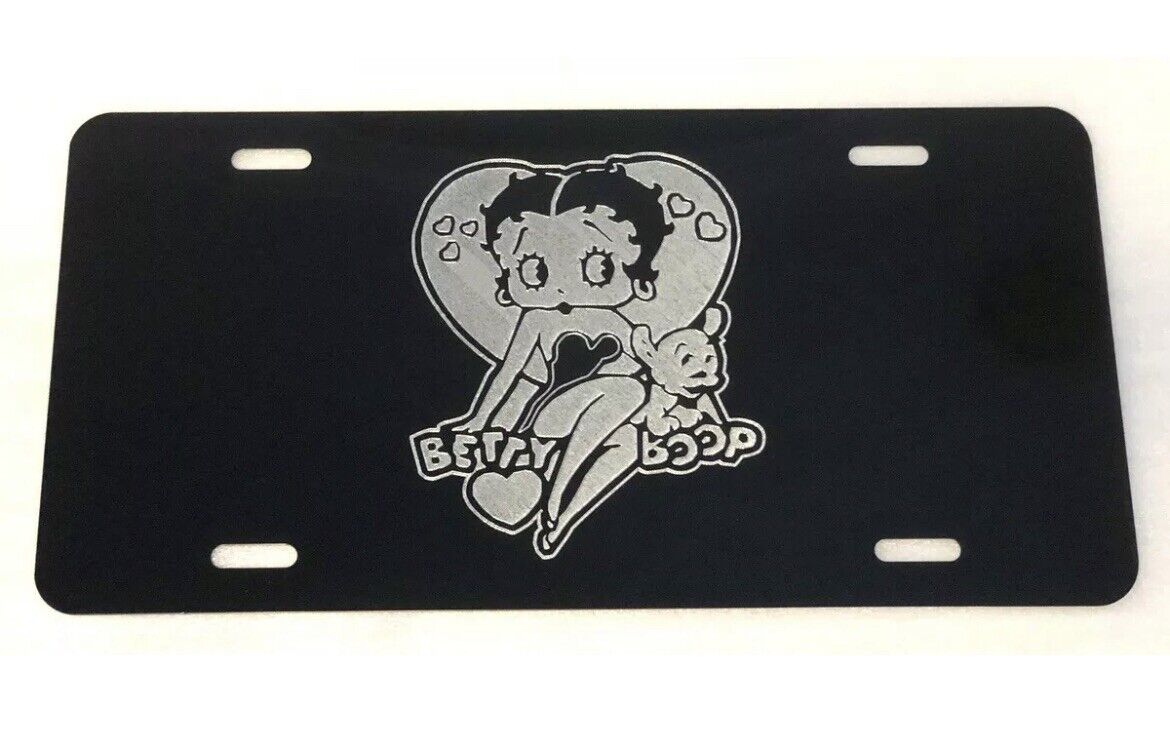 Betty Boop 2 Logo Car Tag Diamond Etched on Aluminum License Plate ...