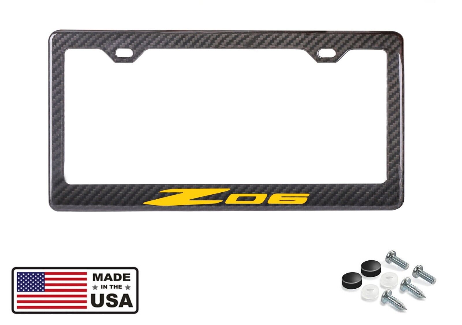 Yellow Corvette z06 C8 Black 100% Carbon Fiber License Plate Frame
