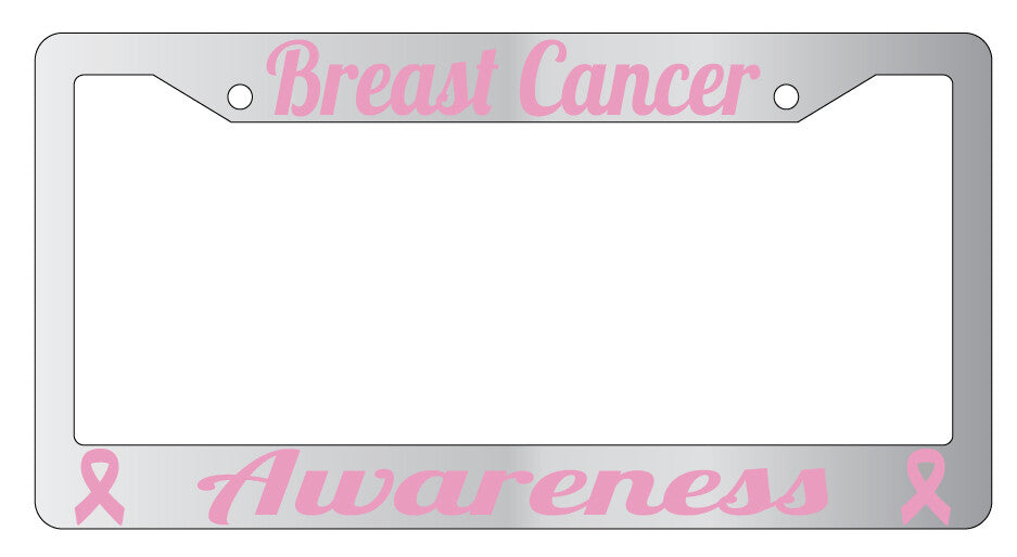 Breast Cancer Awareness (Design 2A) Chrome METAL License Plate Frame ...