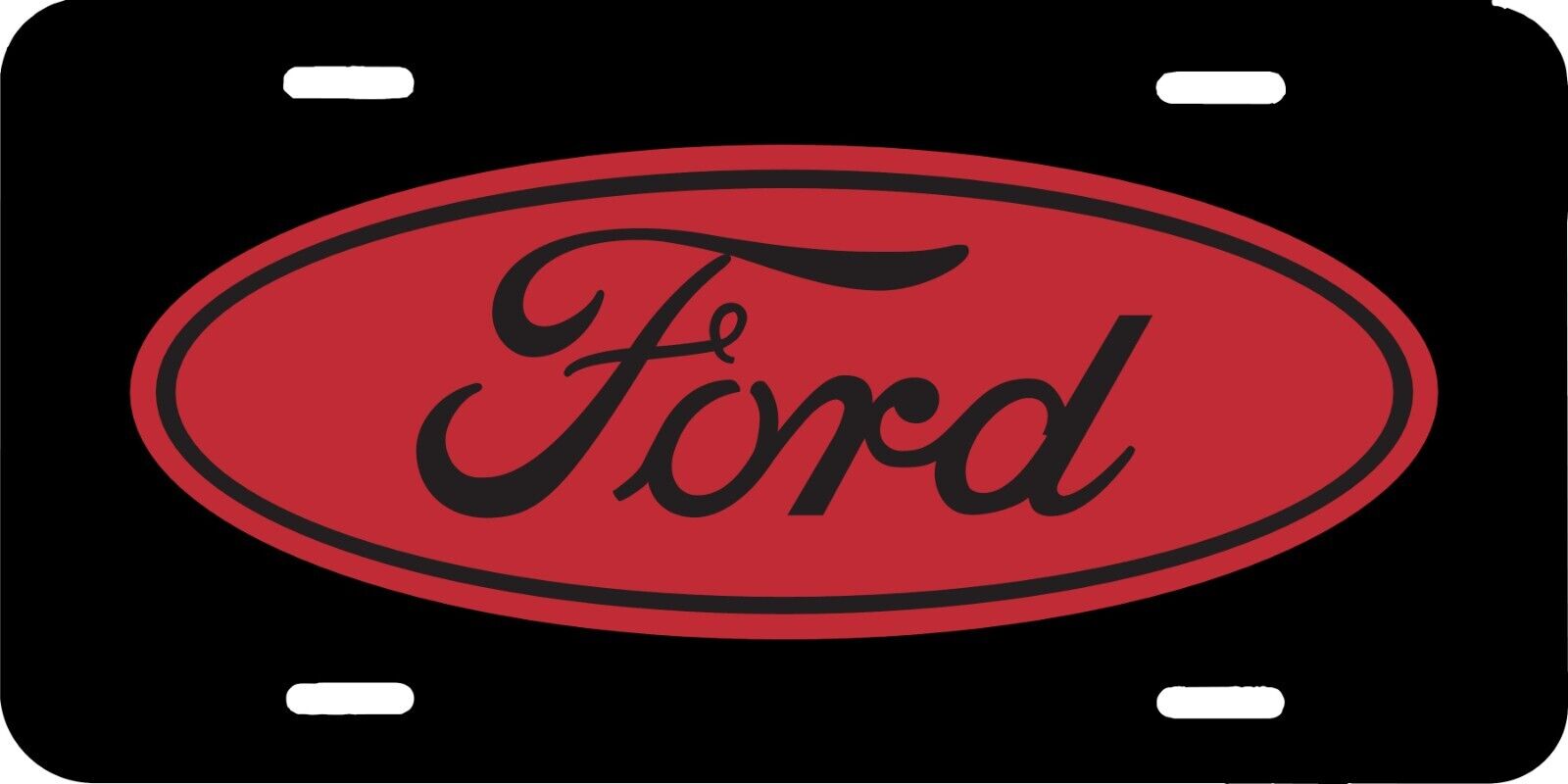 FORD RED LOGO BLACK BACKGROUND VEHICLE LICENSE PLATE CAR AUTO TRUCK TA ...