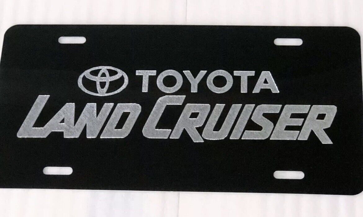Toyota Land Cruiser Car Tag Diamond Etched on Black Aluminum License ...