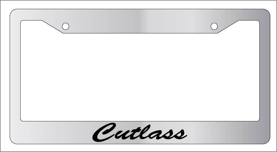 Chrome METAL License Plate Frame CURSIVE CUTLASS Auto Accessory 1970 ...