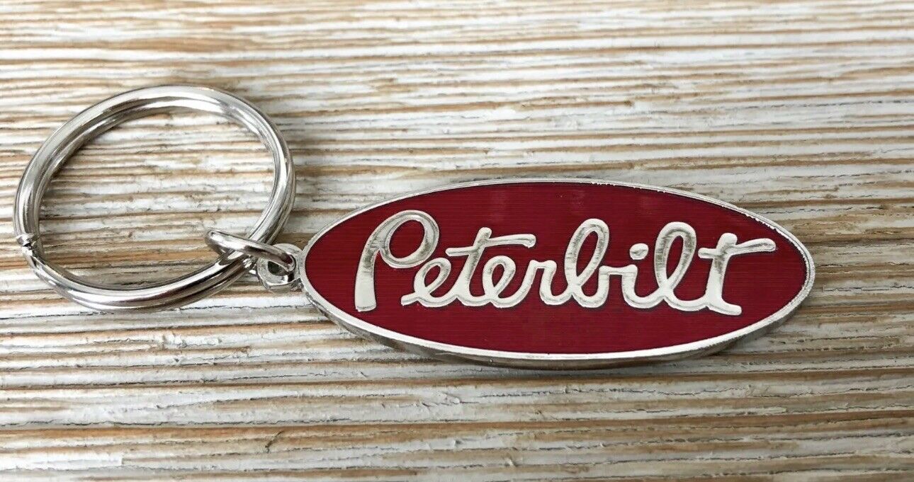 Authentic - Peterbilt Red Logo Pewter Epoxy Key Chain Tag Keychain ...