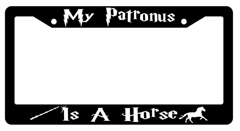 My Patronus Is A Horse Black Plastic License Plate Frame For Harry ...