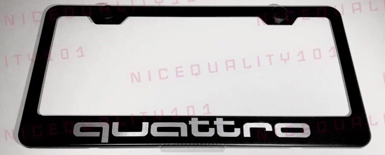 Quattro Stainless Steel Black Finished License Plate Frame Rust Free