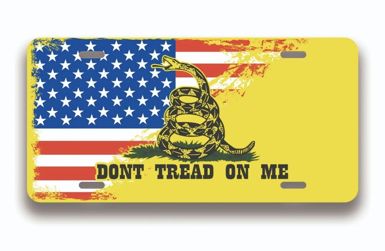 GADSDEN FLAG DON'T TREAD ON ME AMERICAN FLAG LICENSE PLATE TAG 6 BY 12 ...