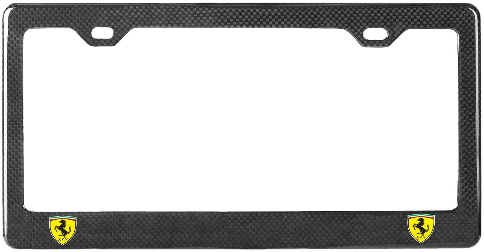 Ferrari Scuderia Shield Logos Only 2 Hole Carbon Fiber License Plate Frame