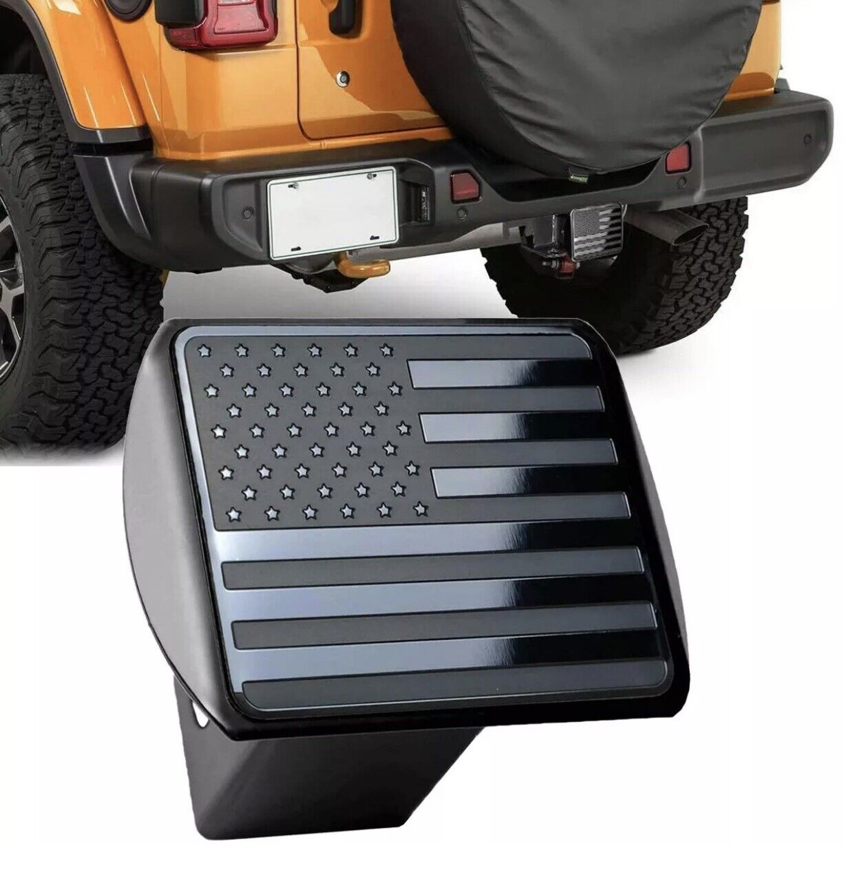 Metal Black Steel Tow Trailer Hitch Cover American Flag Fits 2 ...