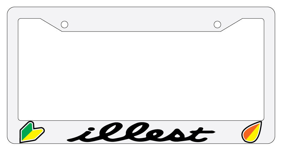 Illest Logo Design 2A White Plastic License Plate Frame For JDM Mod ...