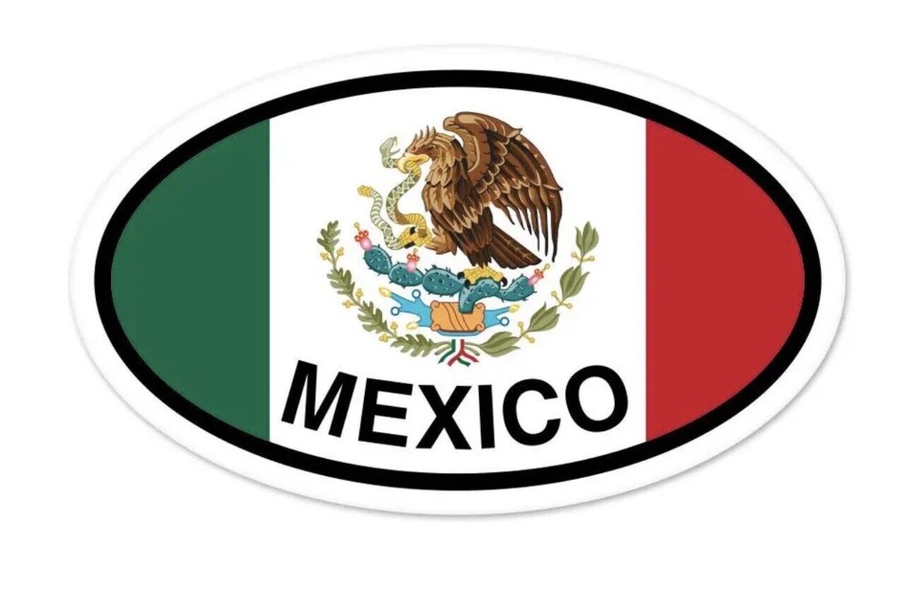 Mexico Flag Oval car window bumper sticker decal 5" x 3" v2 – License ...