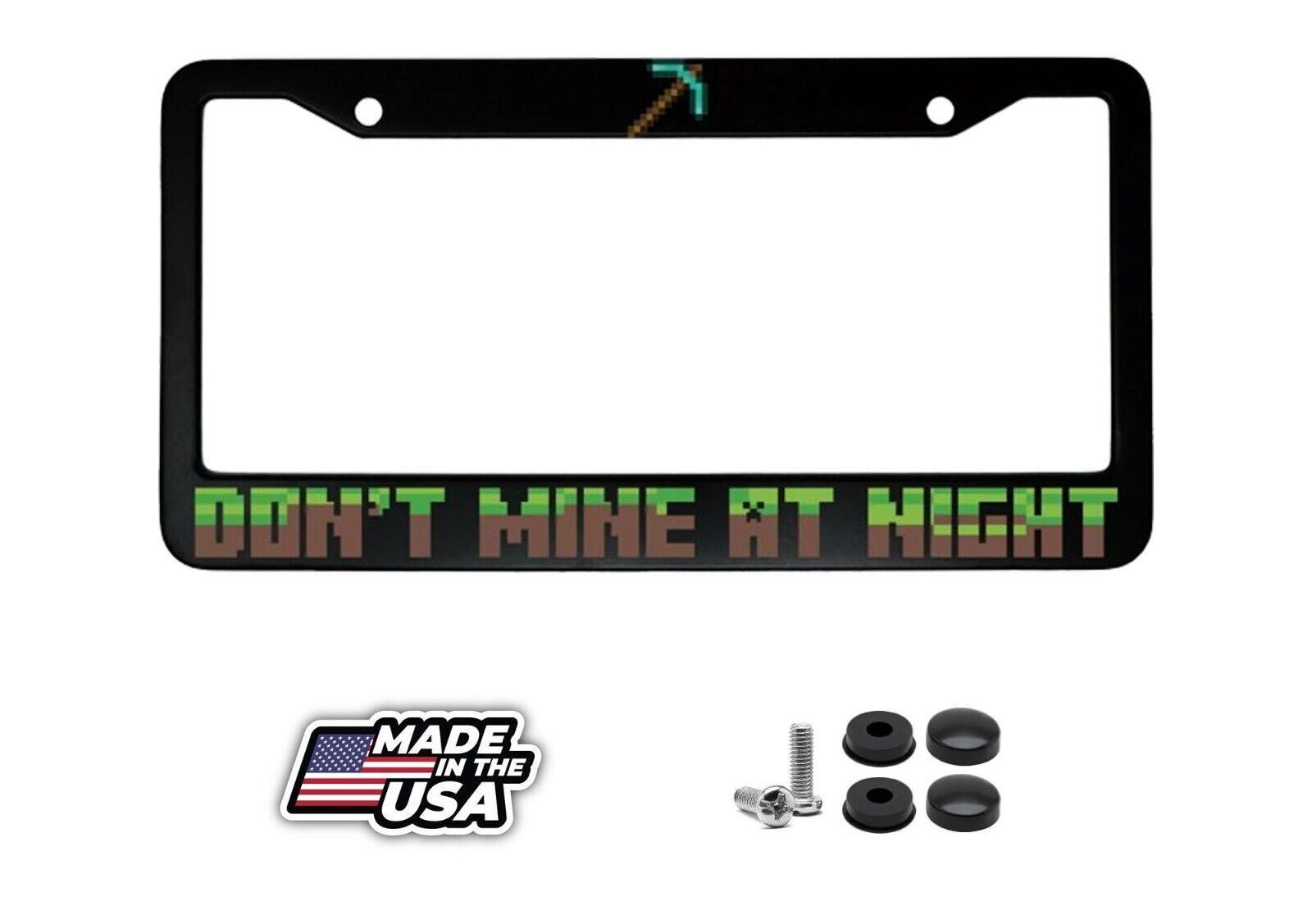 Don't Mine At Night Minecraft Funny Aluminum Car License Plate Frame