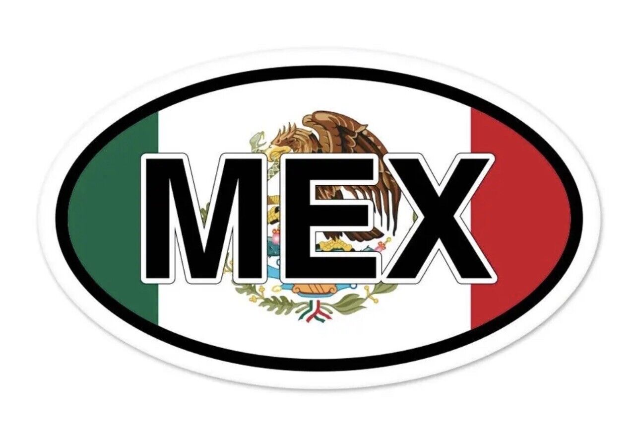 MEX Mexico Flag Oval car window bumper sticker decal 5" x 3" – License ...