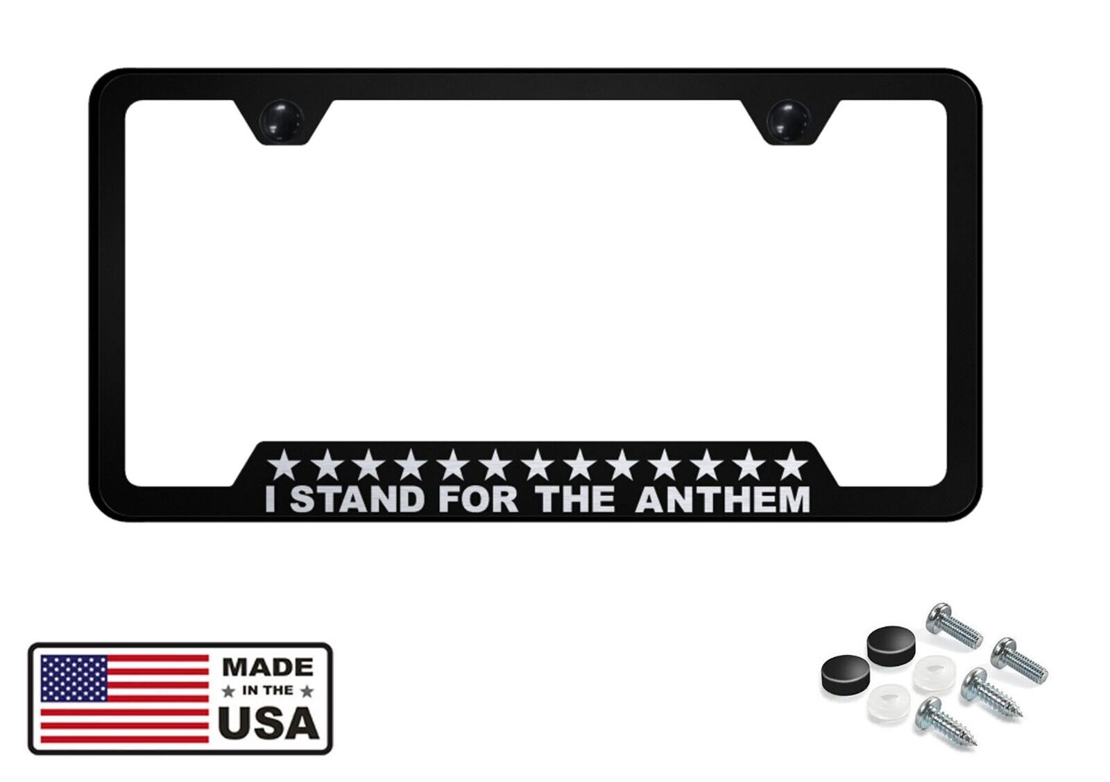 American Flag "I Stand For The Anthem" License Plate Frame (Stainless ...