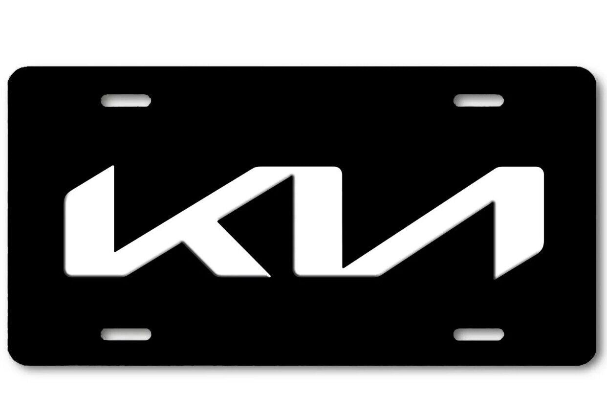 Kia New Logo No Oval Inspired Art on Black FLAT Aluminum Novelty ...