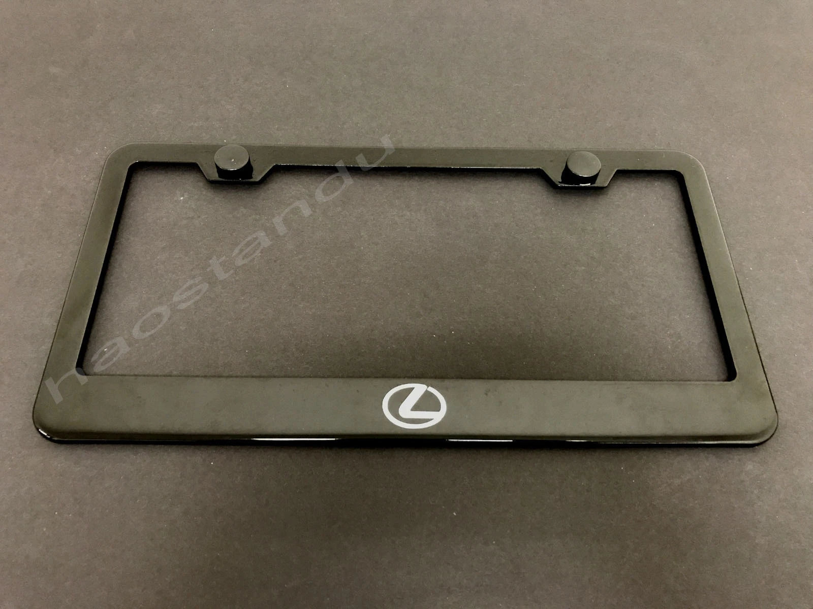 1x Lexus LOGO BLACK Stainless Metal License Plate Frame + Screw Caps