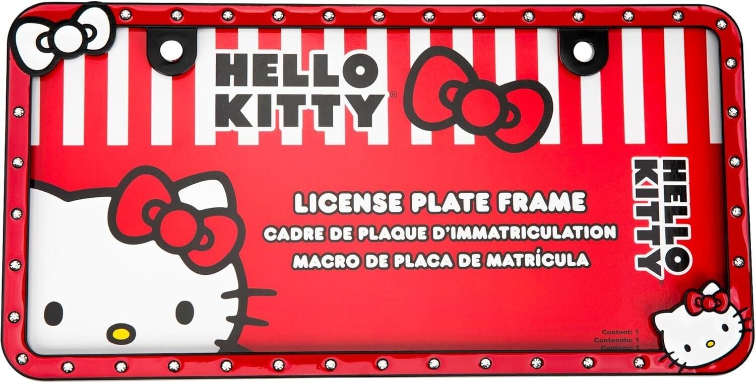 Hello Kitty Bows and Bling License Plate Frame Diamond Authentic Sanrio ...