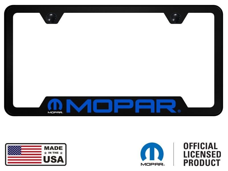 Mopar Emblem Universal Black Unbreakable Polycarbonate License Plate Frame