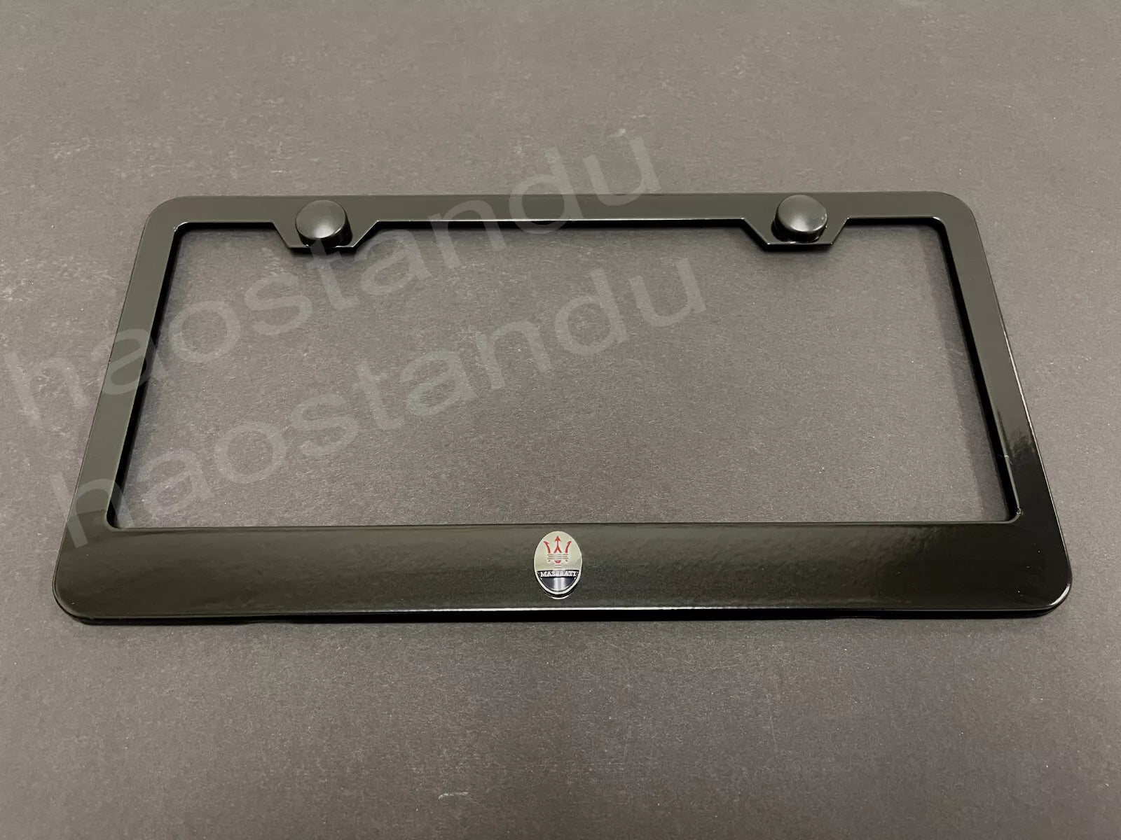 1x MASERATI Logo 3D Emblem Badge BLACK Stainless License Plate Frame ...