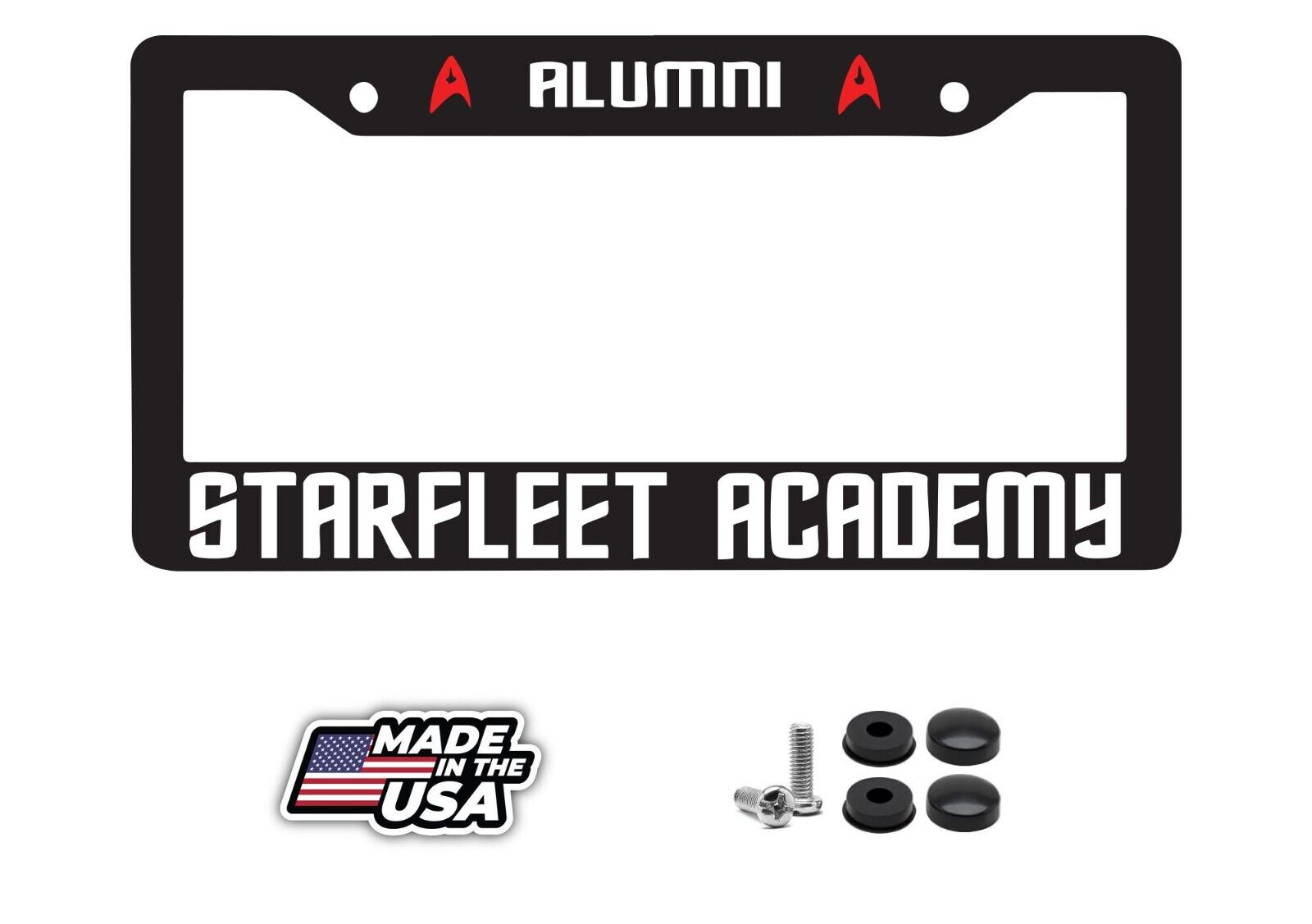 Alumni Starfleet Academy Star Trek Glossy Black License Plate Frame