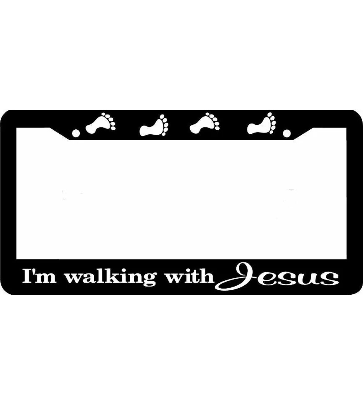 I'm walking with JESUS Christian footprints foot print License Plate Frame