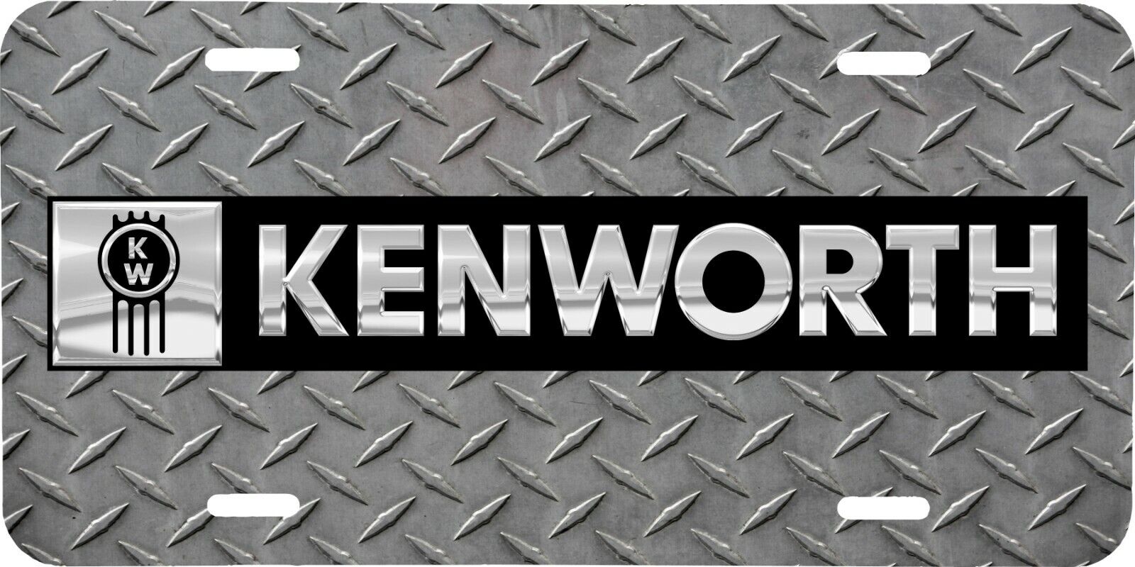 KENWORTH SEMI TRUCK LOGO DIAMOND PLATE LOOK VEHICLE LICENSE PLATE AUTO ...