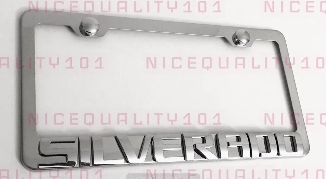 3D Silverado Stainless Steel Chrome Finished License Plate Frame Rust Free
