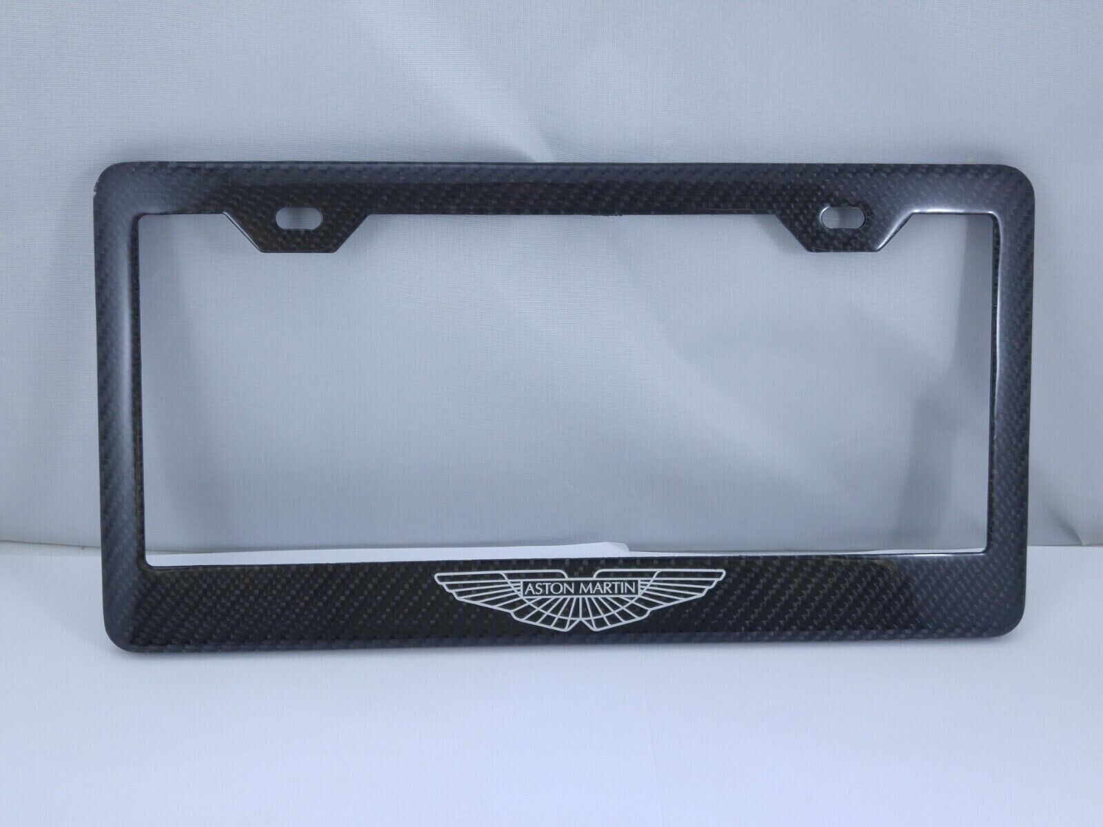 Aston Martin Silver Logo Carbon Fiber license Plate Frame 2x2 Gloss ...