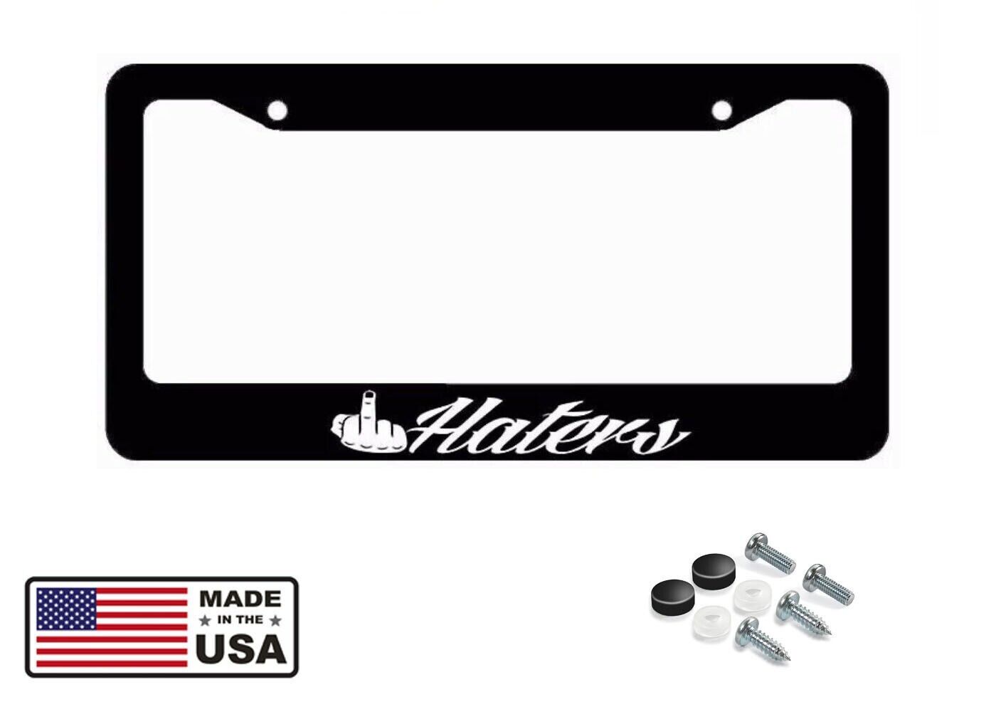 JDM F*ck Haters Tuner Drifting Racing Funny Black License Plate Frame