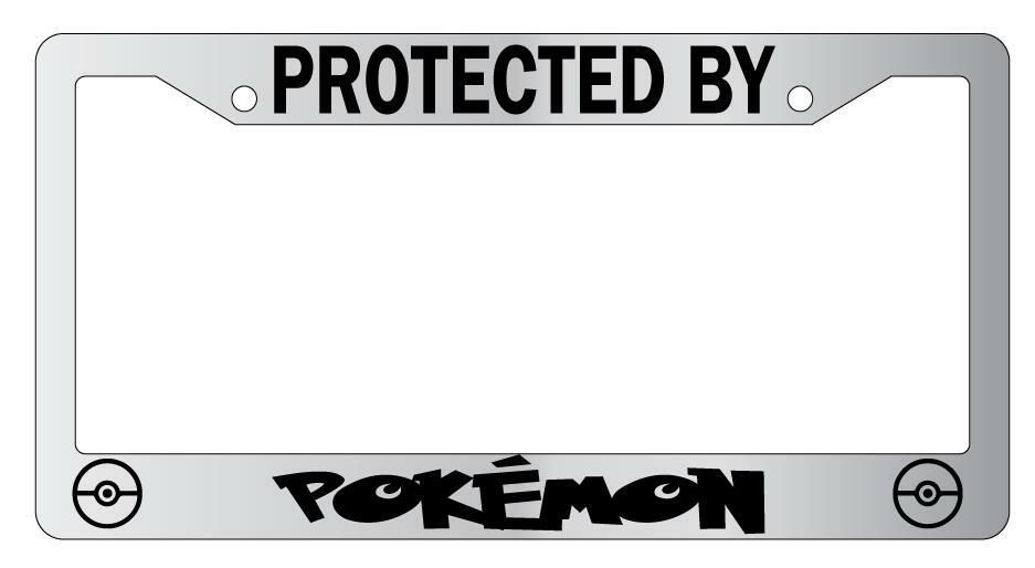 Protected By Pokémon Chrome License Plate Frame Auto Pokémon Mod ...