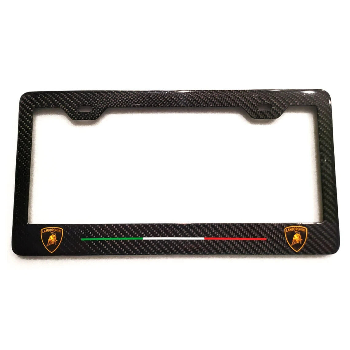 Lamborghini Logos Only with Italy Stripe 2x2 Carbon Fiber License Plate ...