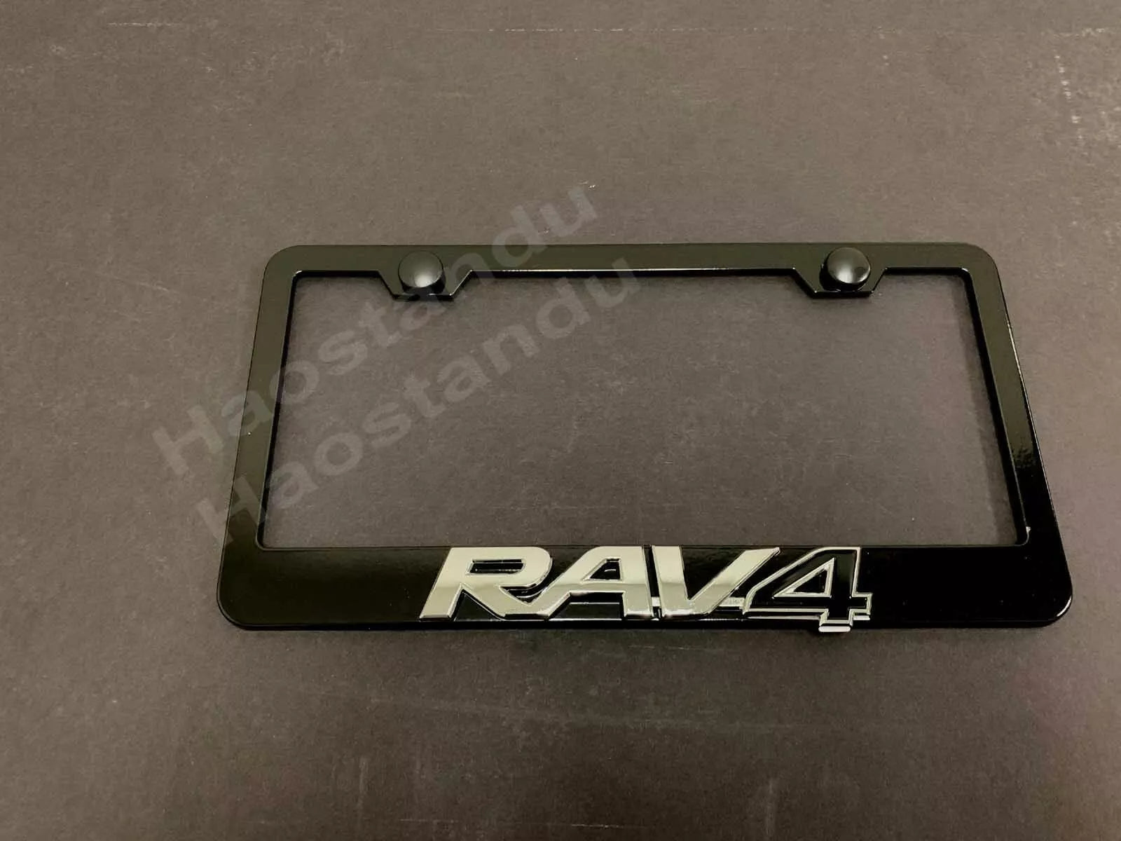 1x For RAV4 3D Emblem BLACK Stainless License Plate Frame RUST FREE ...