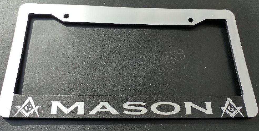MASON CHROME PLASTIC FRAME outline MASON MASONIC MOSON License Plate Frame