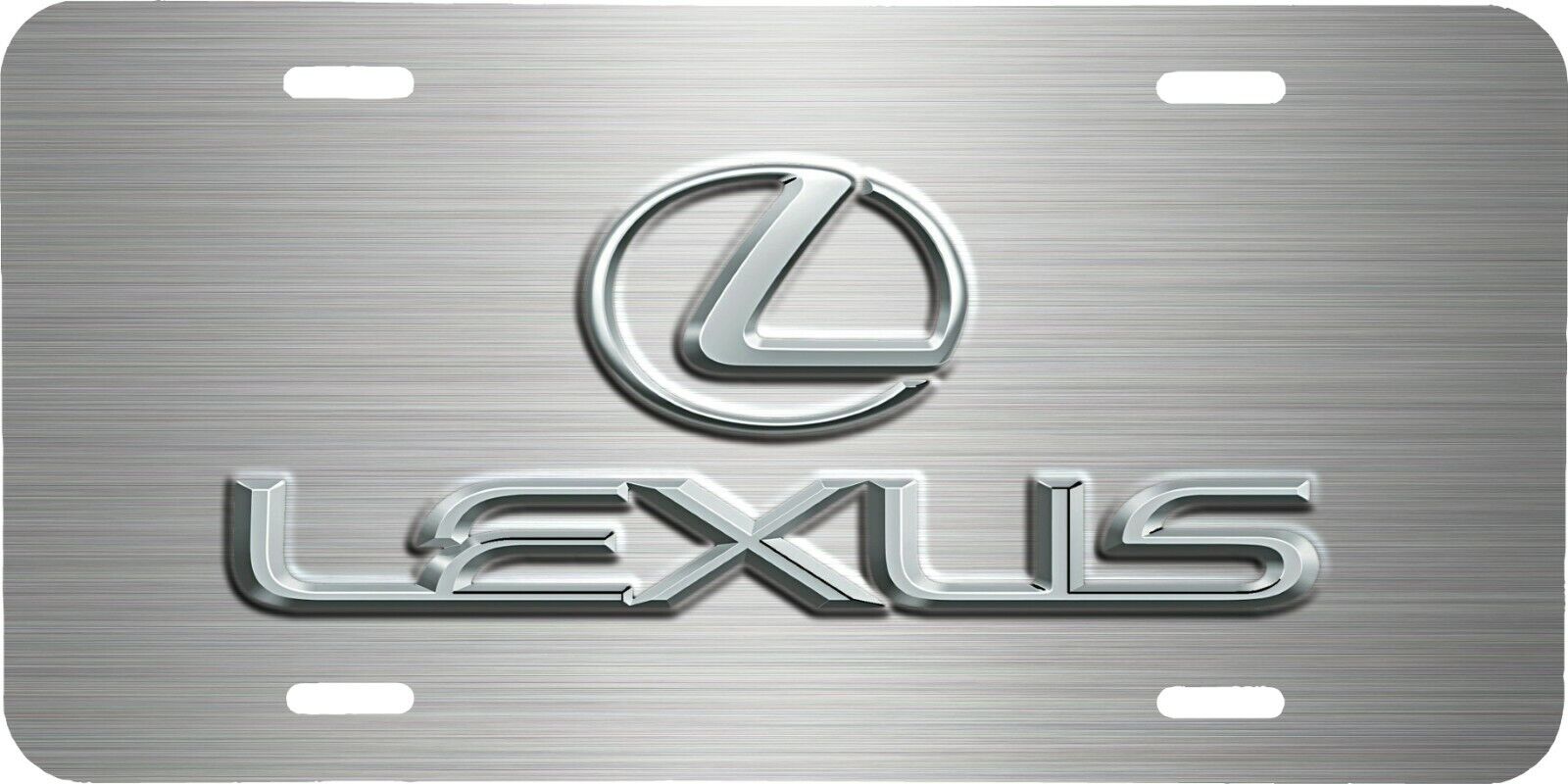 LEXUS LOGO BRUSHED STEEL LOOK VEHICLE LICENSE PLATE AUTO CAR FRONT TAG ...