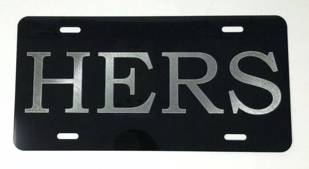 HERS Logo Car Tag Diamond Etched on Black Aluminum License Plate ...