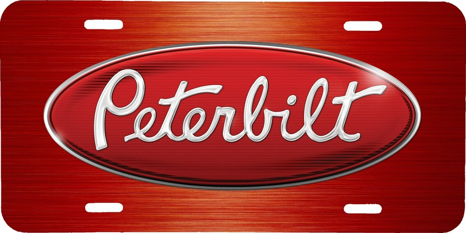 PETERBILT LOGO RED BRUSHED ALUMINUM BACKGROUND VEHICLE LICENSE PLATE S ...