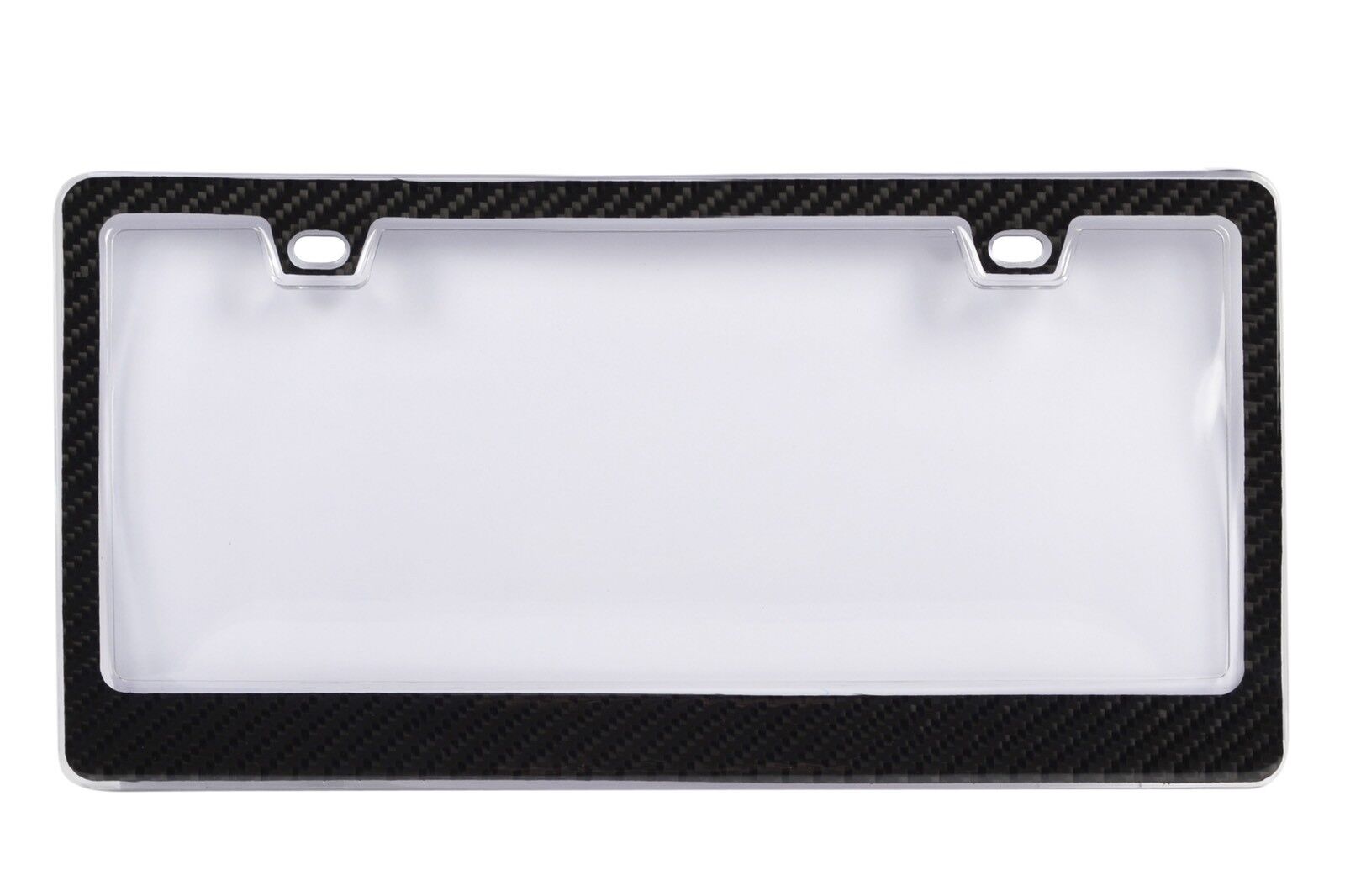 GENUINE 100% CARBON FIBER LICENSE Plate Frame COVER 3K With Clear Cover ...