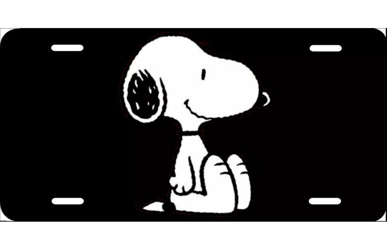 Peanut Snoopy, License Plate New Car Tag Metal Aluminum, USA, Black ...