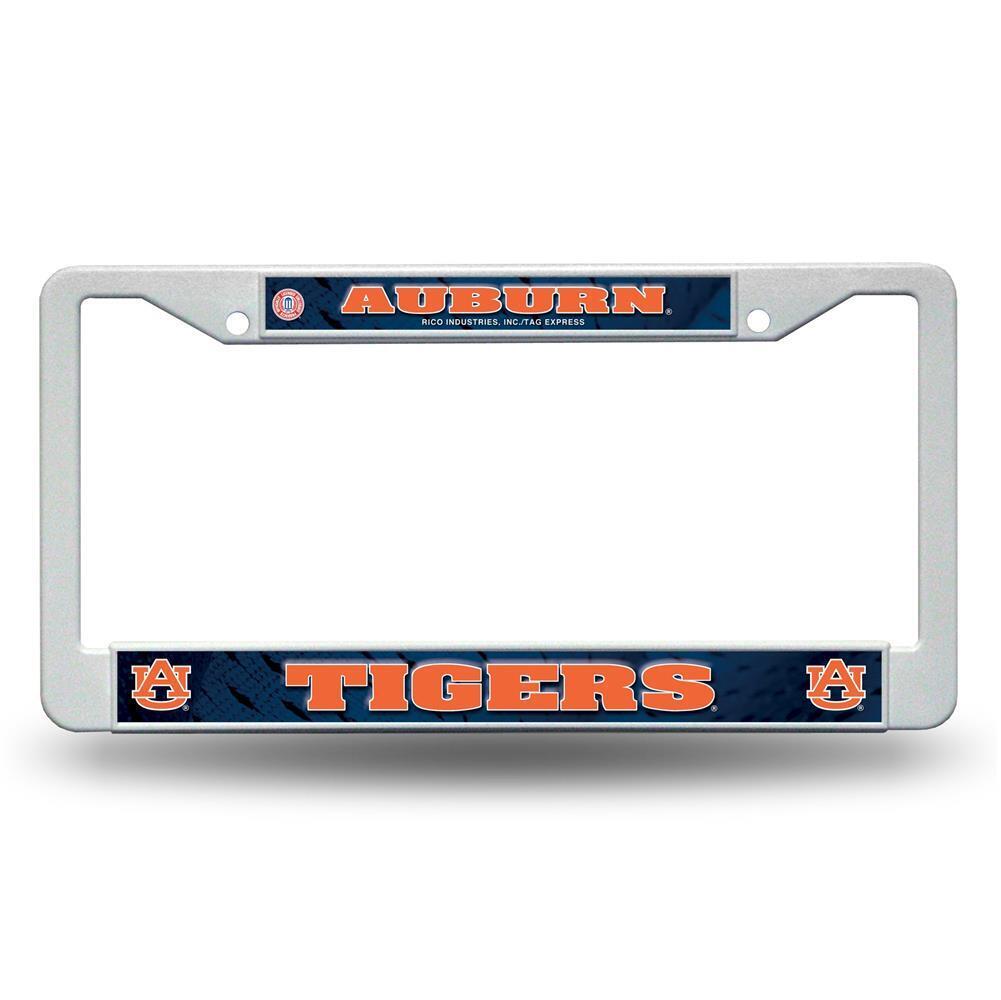 NCAA Auburn Tigers White Plastic License Plate Frame