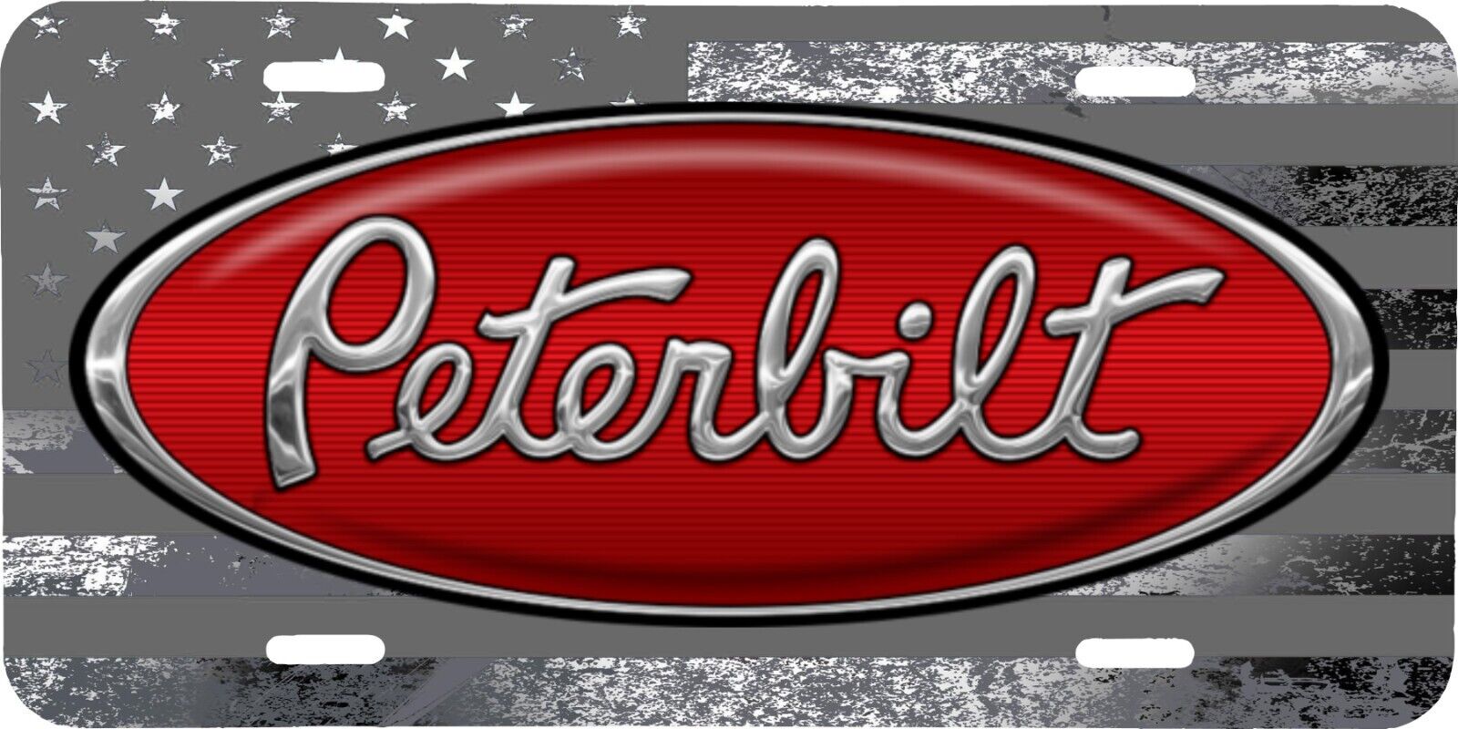 PETERBILT LOGO GRAY GRAY USA FLAG BACKGROUND VEHICLE LICENSE PLATE SEM ...