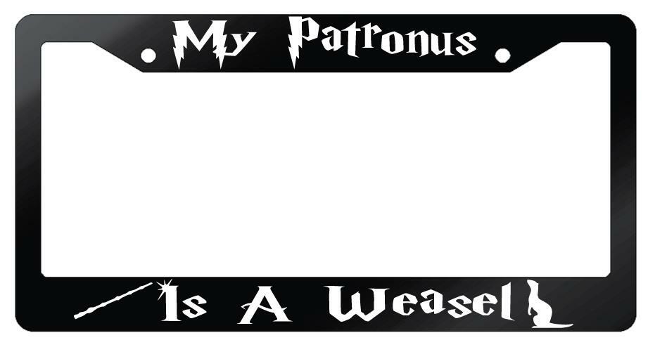 My Patronus Is A Weasel Glossy Black Plastic License Plate Frame For ...