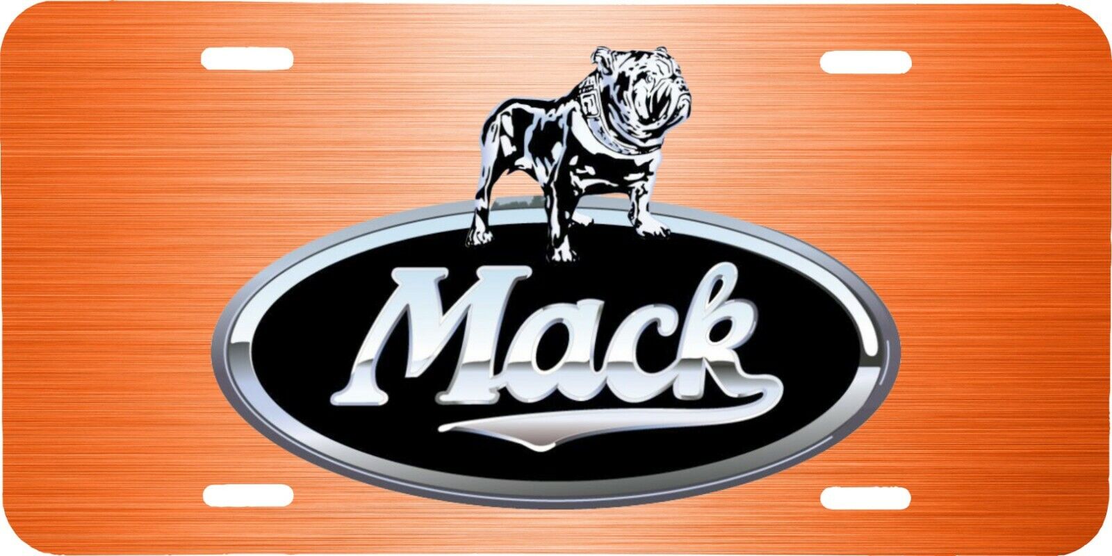 MACK TRUCK LOGO ORANGE BRUSHED STEEL LOOK VEHICLE LICENSE PLATE AUTO F ...