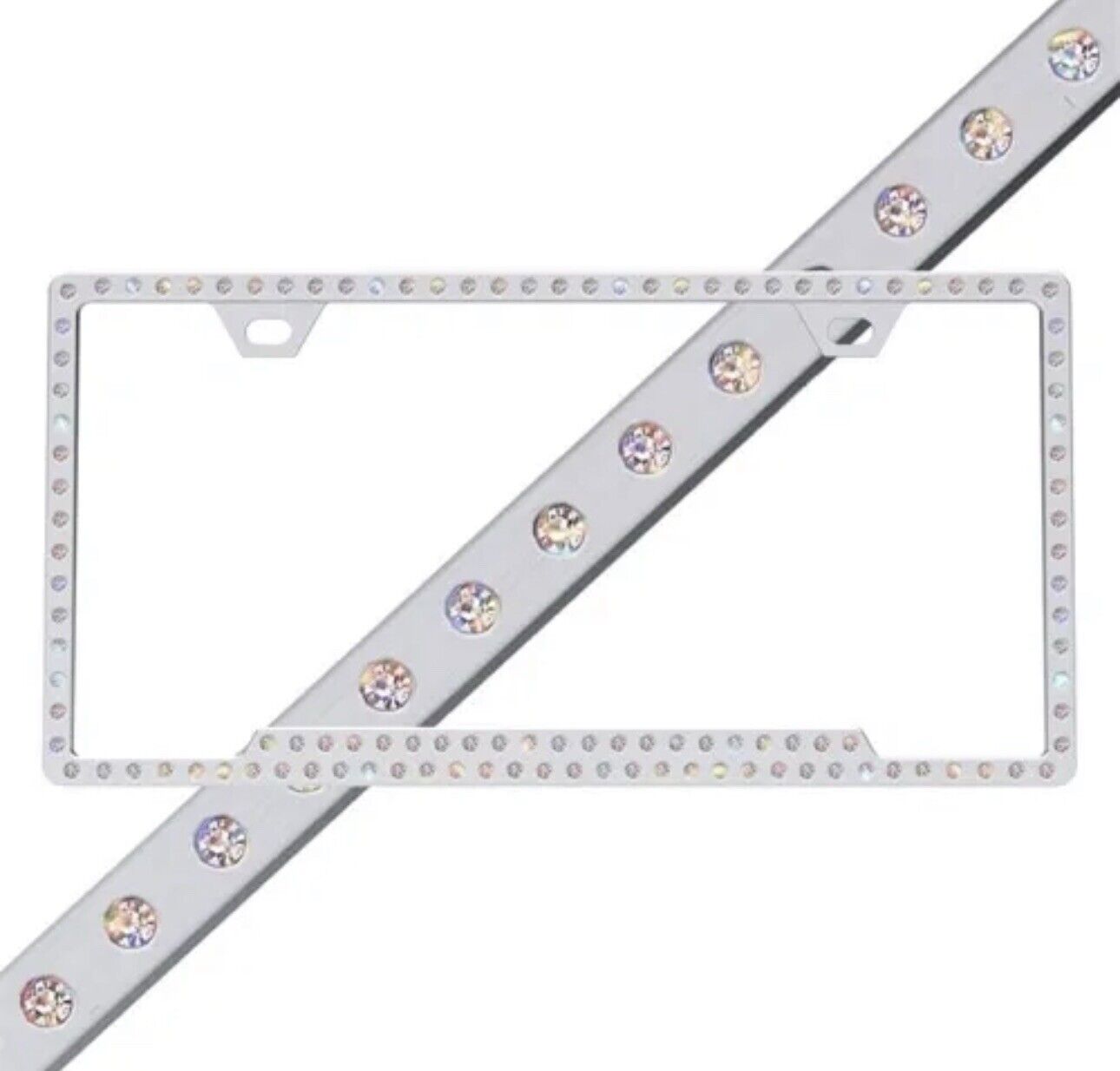 SLIMLINE CHROME ICE SWAROVSKI® CRYSTAL LICENSE PLATE FRAME - AB ...