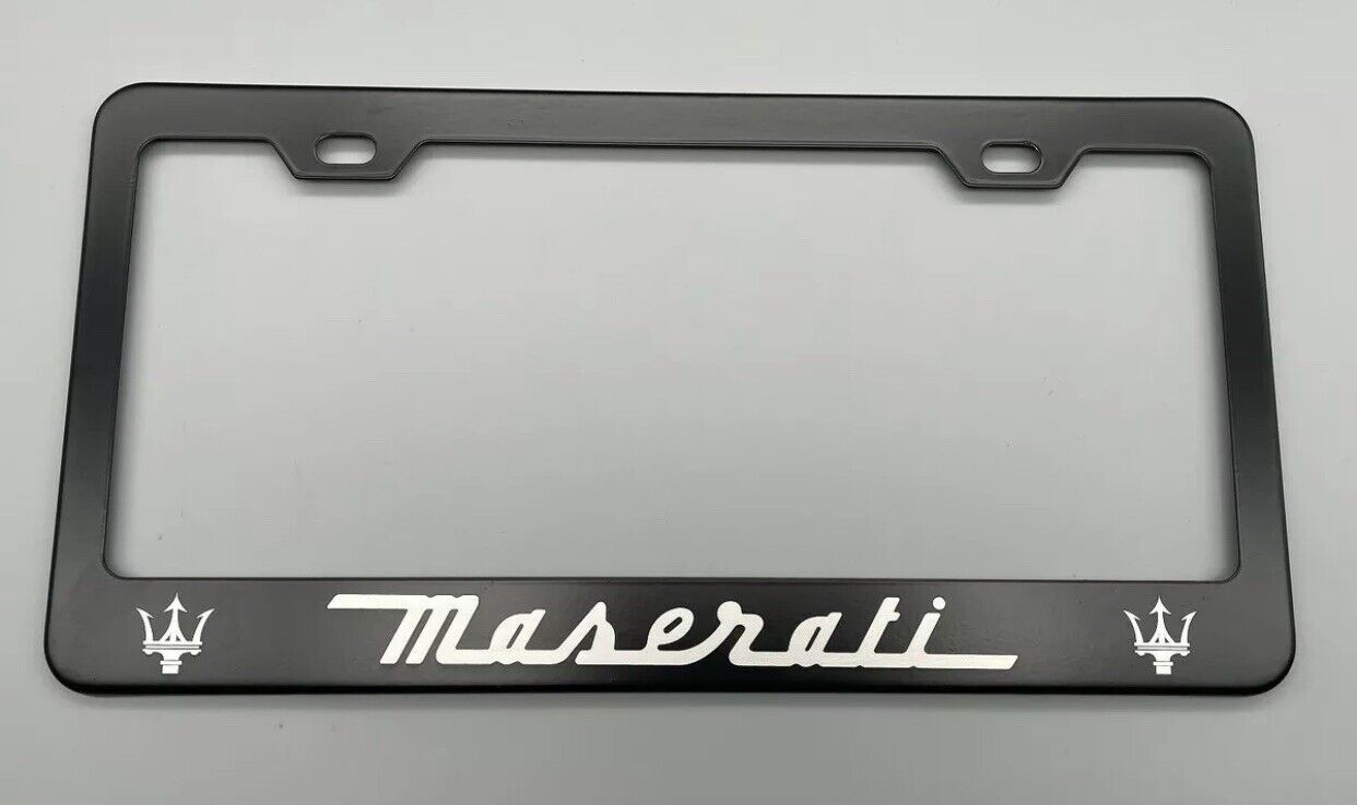 Maserati Black License Plate Frame Stainless Steel with Laser Engraved